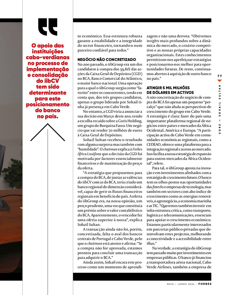 Forbes África Lusófona interviews Sohail Sultan, Chairman iibGroup ...